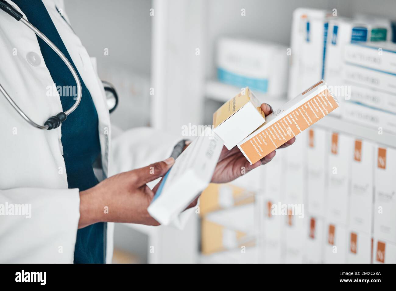 Pharmacy, healthcare and hands of pharmacist with pills, medicine and ...