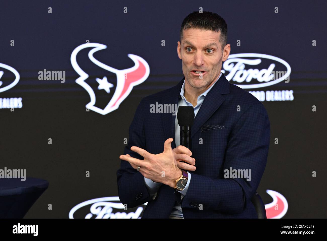 The Houston Texans general manager Nick Caserio introduce new head ...