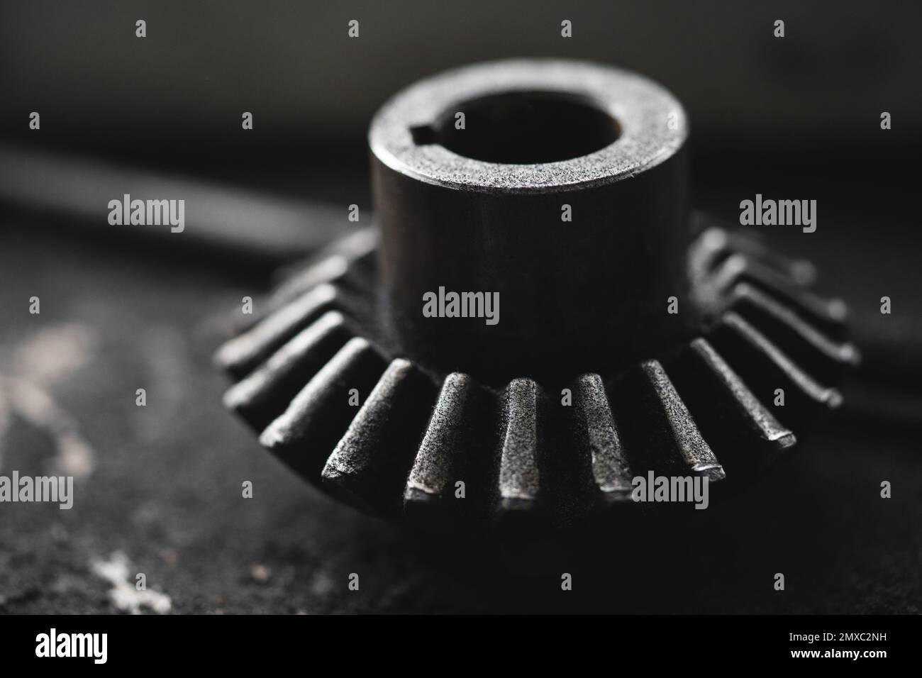 gear from a car engine, still life with good light black and white ...