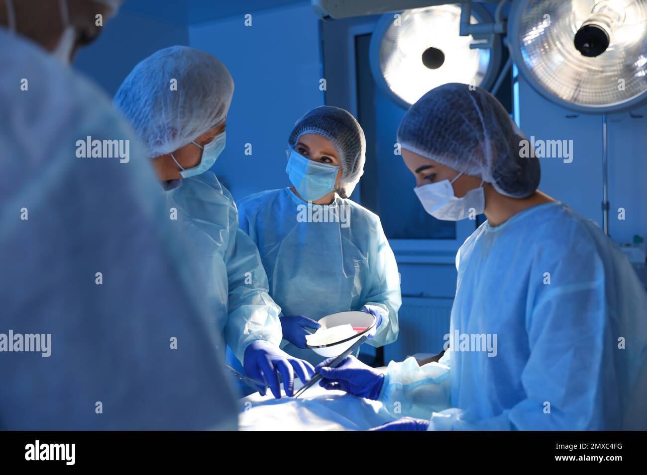 Team of professional doctors performing operation in surgery room Stock ...