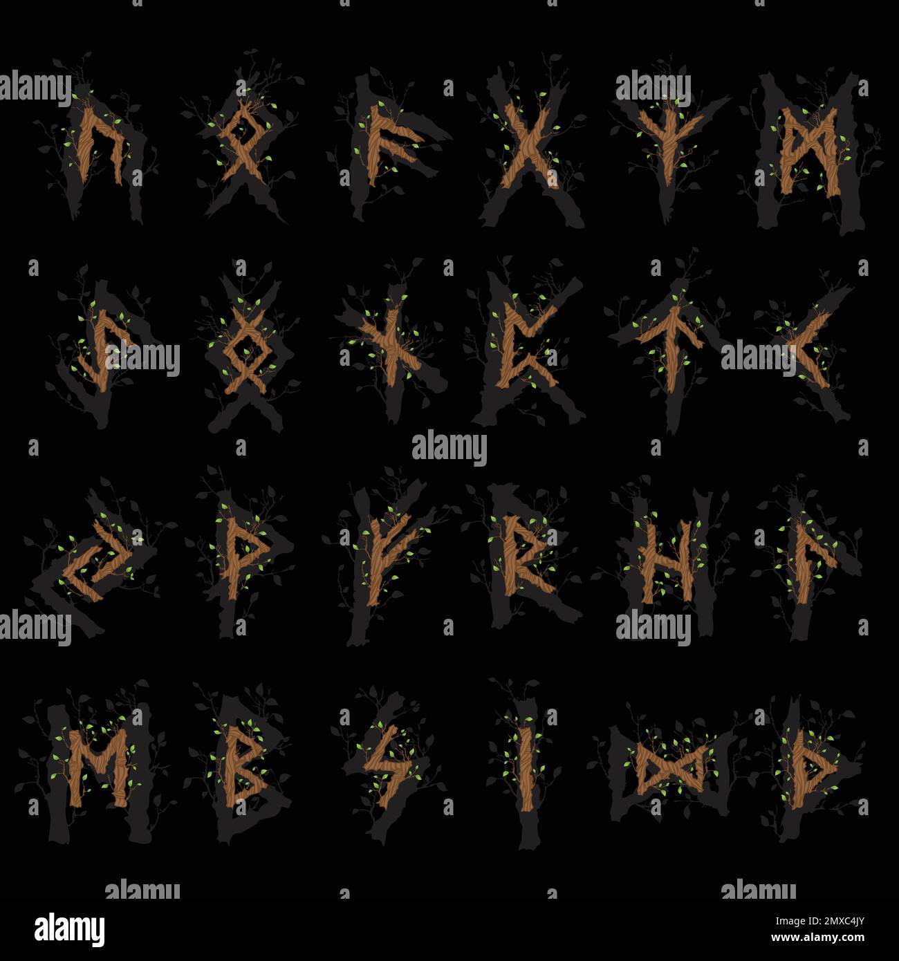 Norse viking runes wooden black Stock Vector Image & Art - Alamy