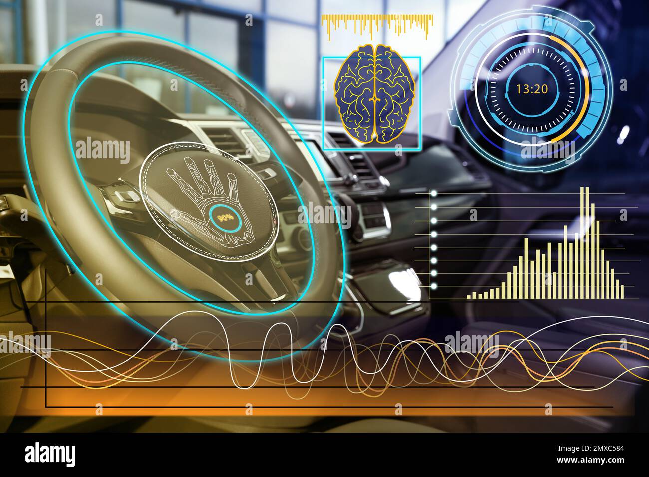Car safety. Inside view of modern auto Stock Photo - Alamy