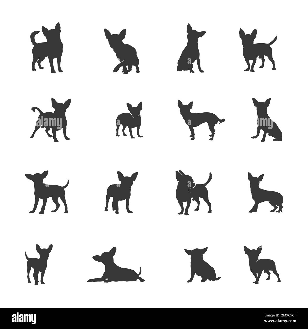 Chihuahua dog silhouettes, Chihuahua dog silhouette set Stock Vector ... Chihuahua dog silhouettes, Chihuahua dog silhouette set Stock Vector ...