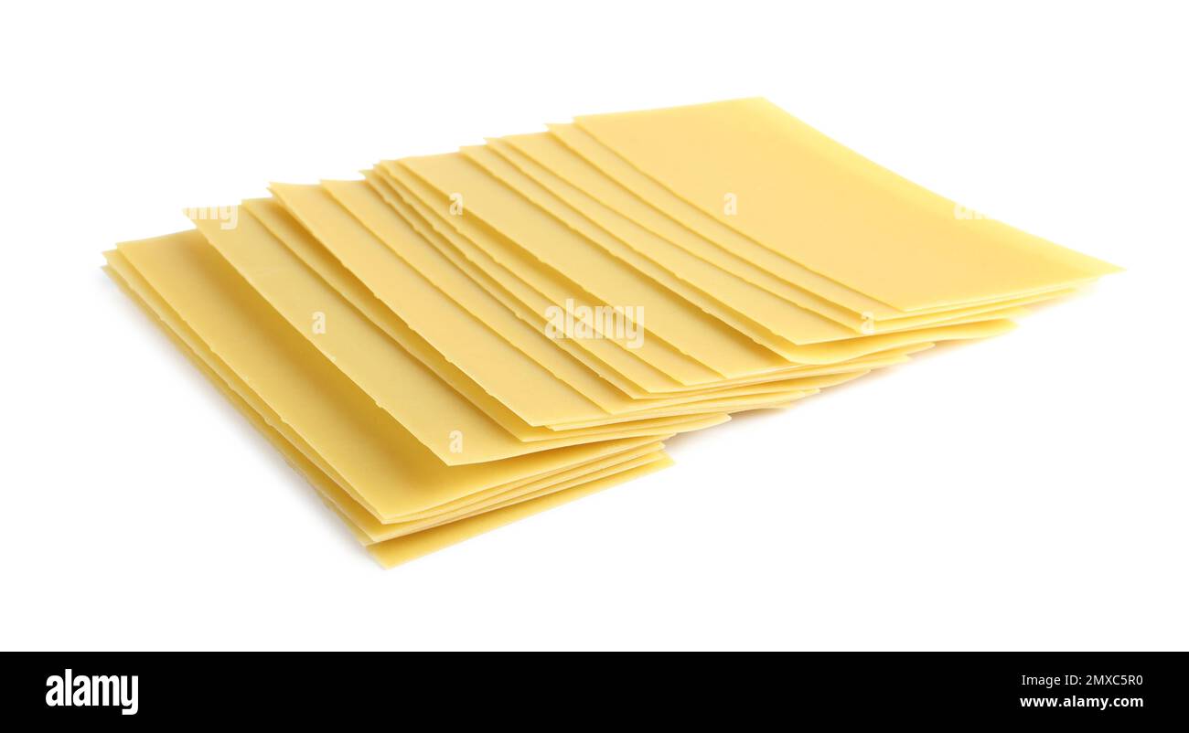 Uncooked lasagna sheets on white background. Italian cuisine Stock ...