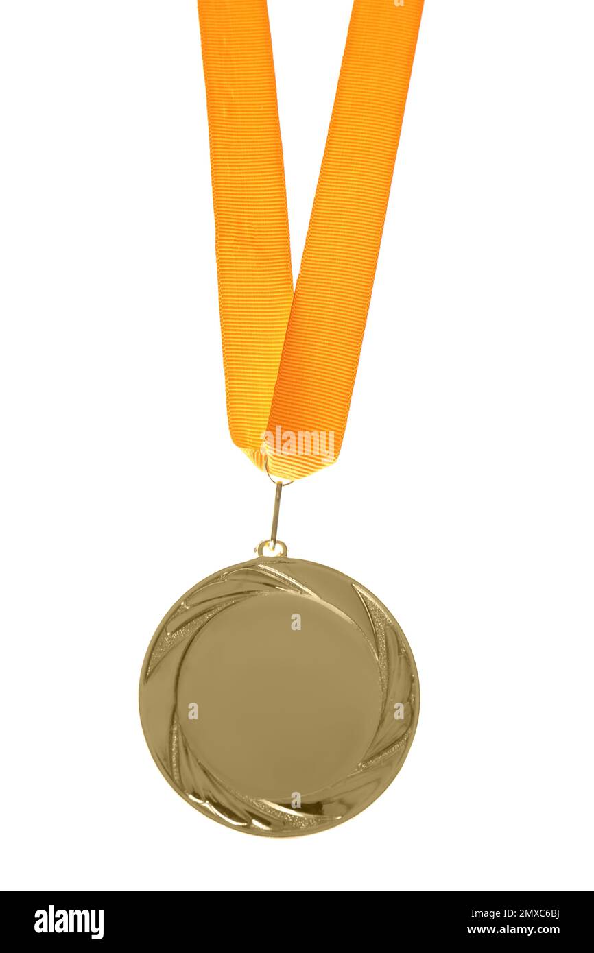 Gold medal isolated on white. Space for design Stock Photo - Alamy
