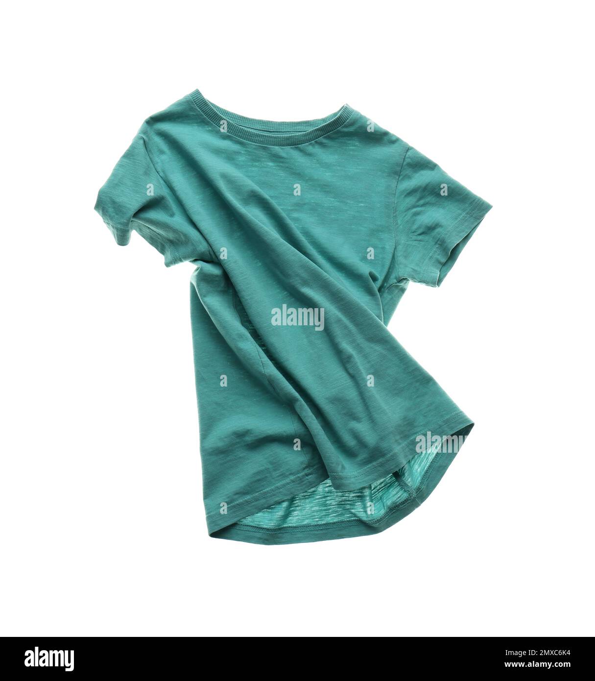 Rumpled blue t-shirt isolated on white. Messy clothes Stock Photo - Alamy