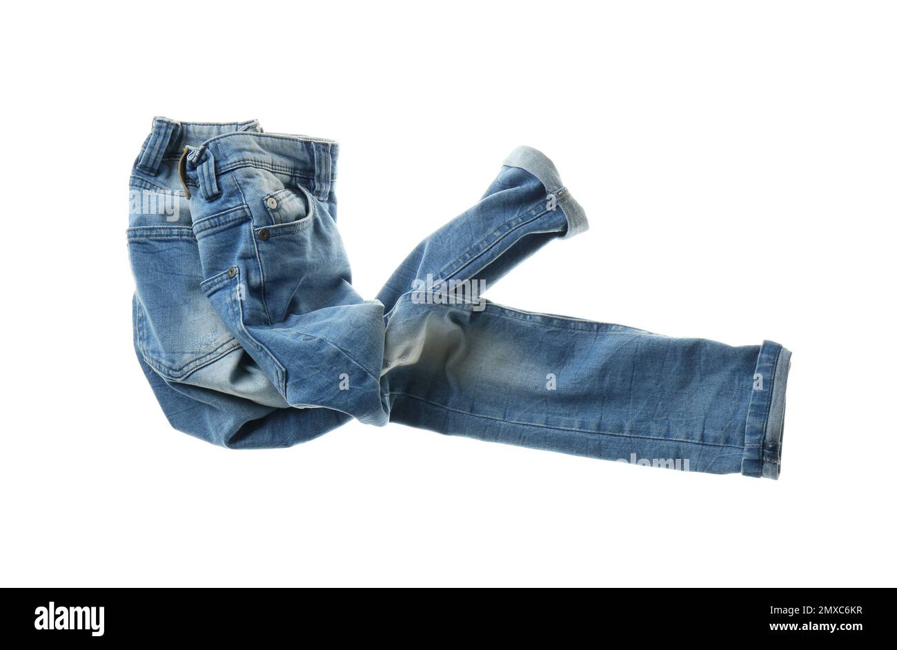 Rumpled jeans isolated on white. Messy clothes Stock Photo - Alamy