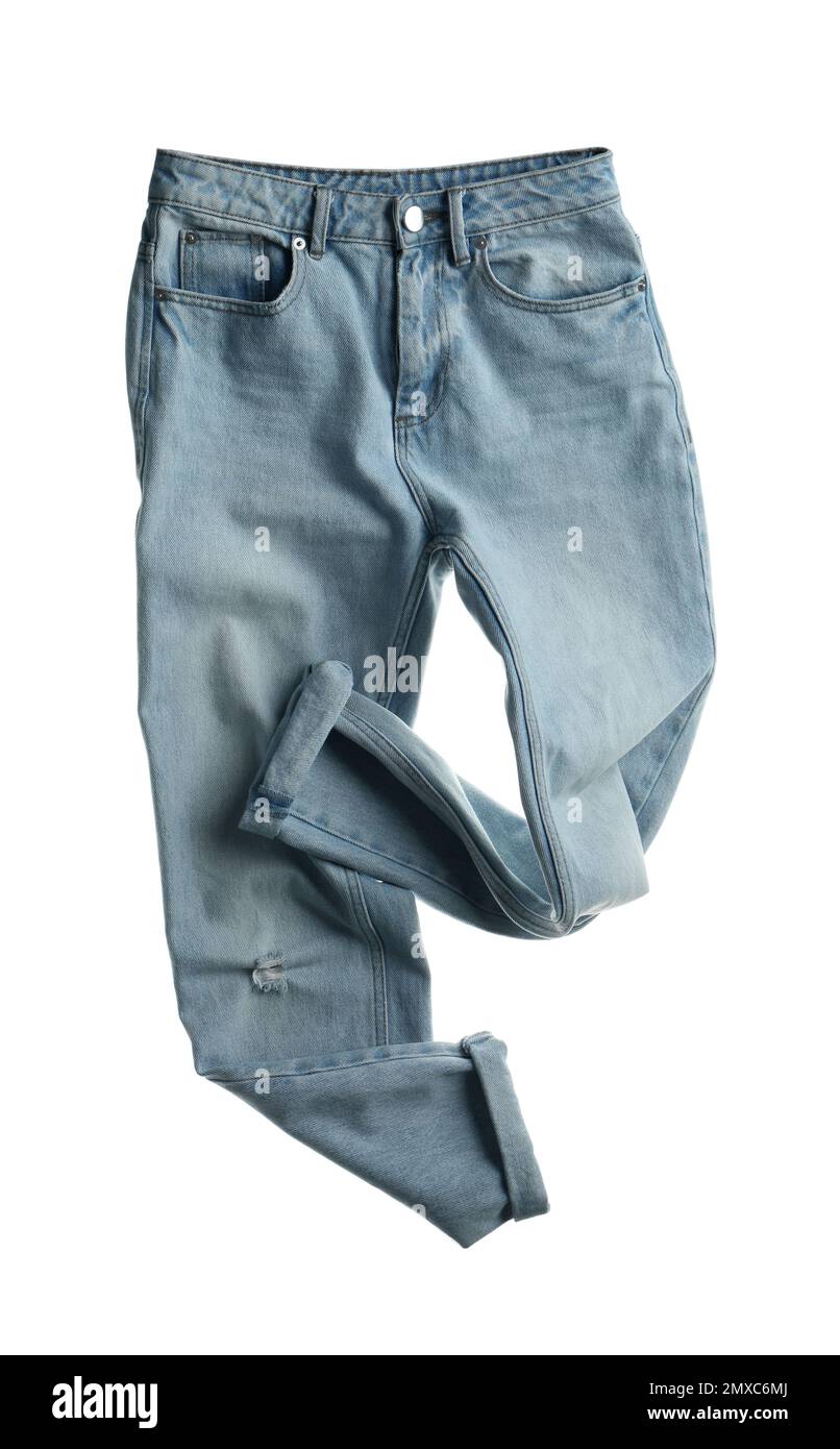 Rumpled jeans isolated on white. Messy clothes Stock Photo - Alamy