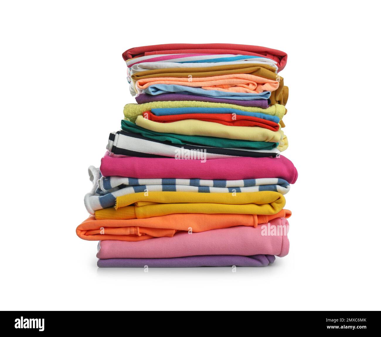 Stack of folded clothes isolated on white Stock Photo - Alamy