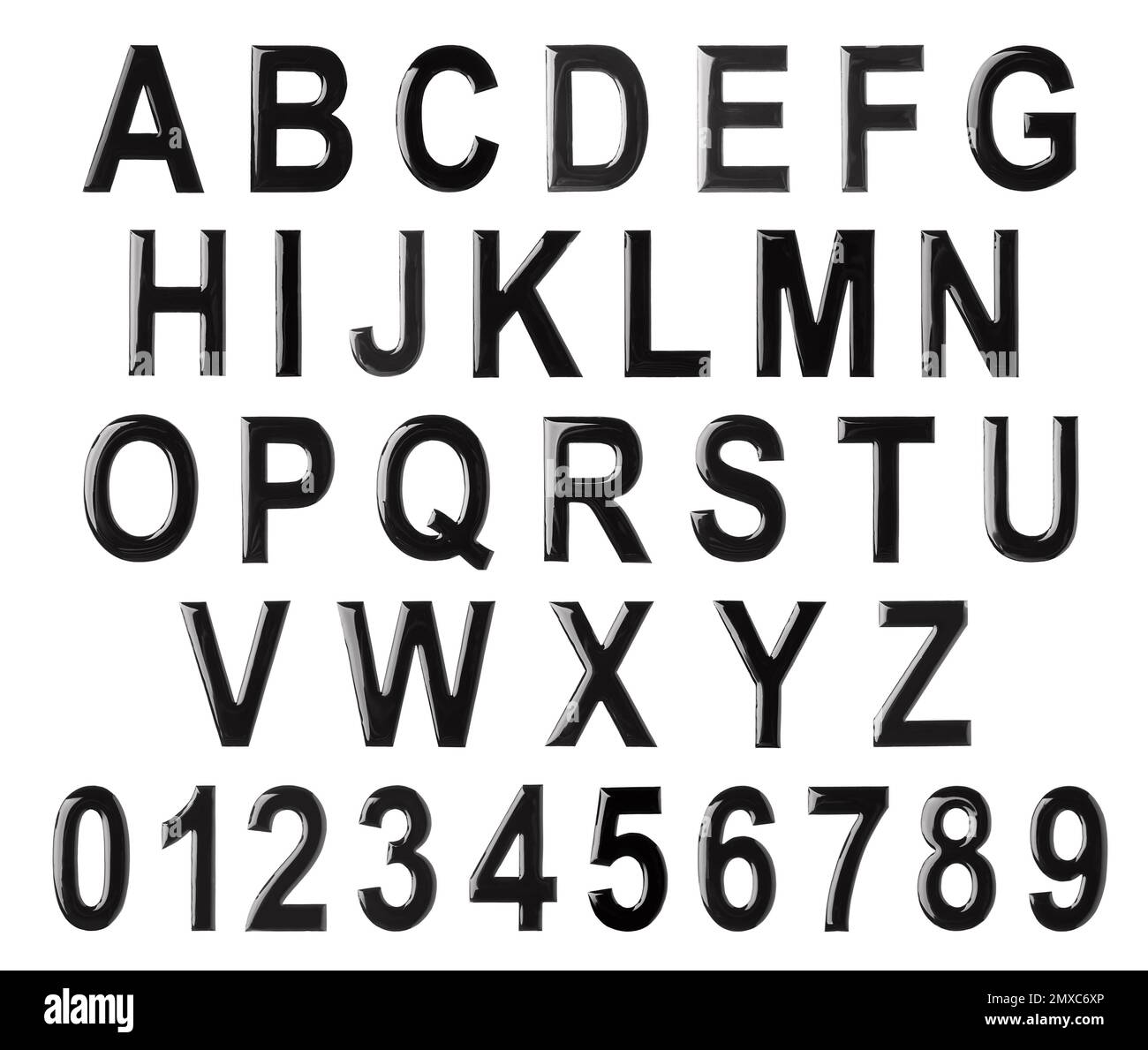 Alphabet and digits from 0 to 9 made of melted chocolate on white ...