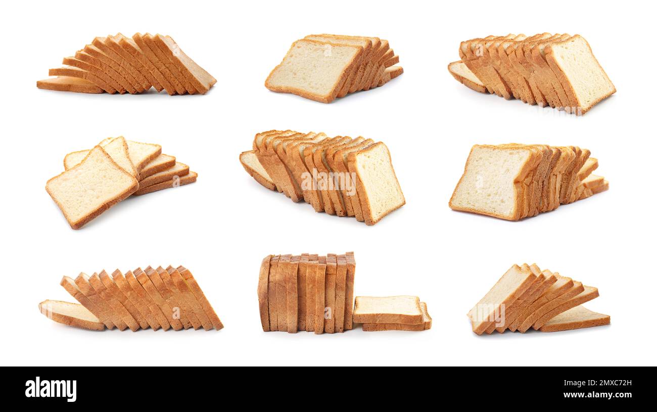 Collection of sliced bread on white background. Banner design Stock ...