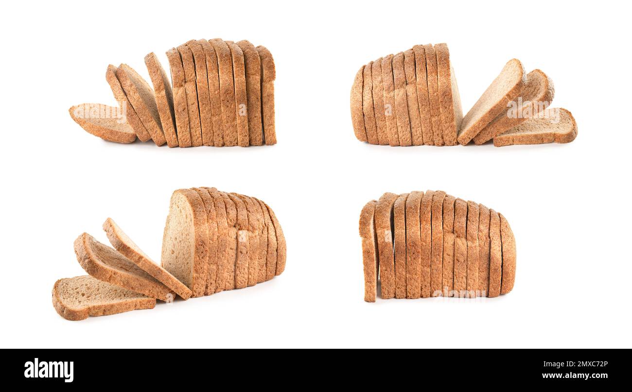 Collection of sliced bread on white background. Banner design Stock ...