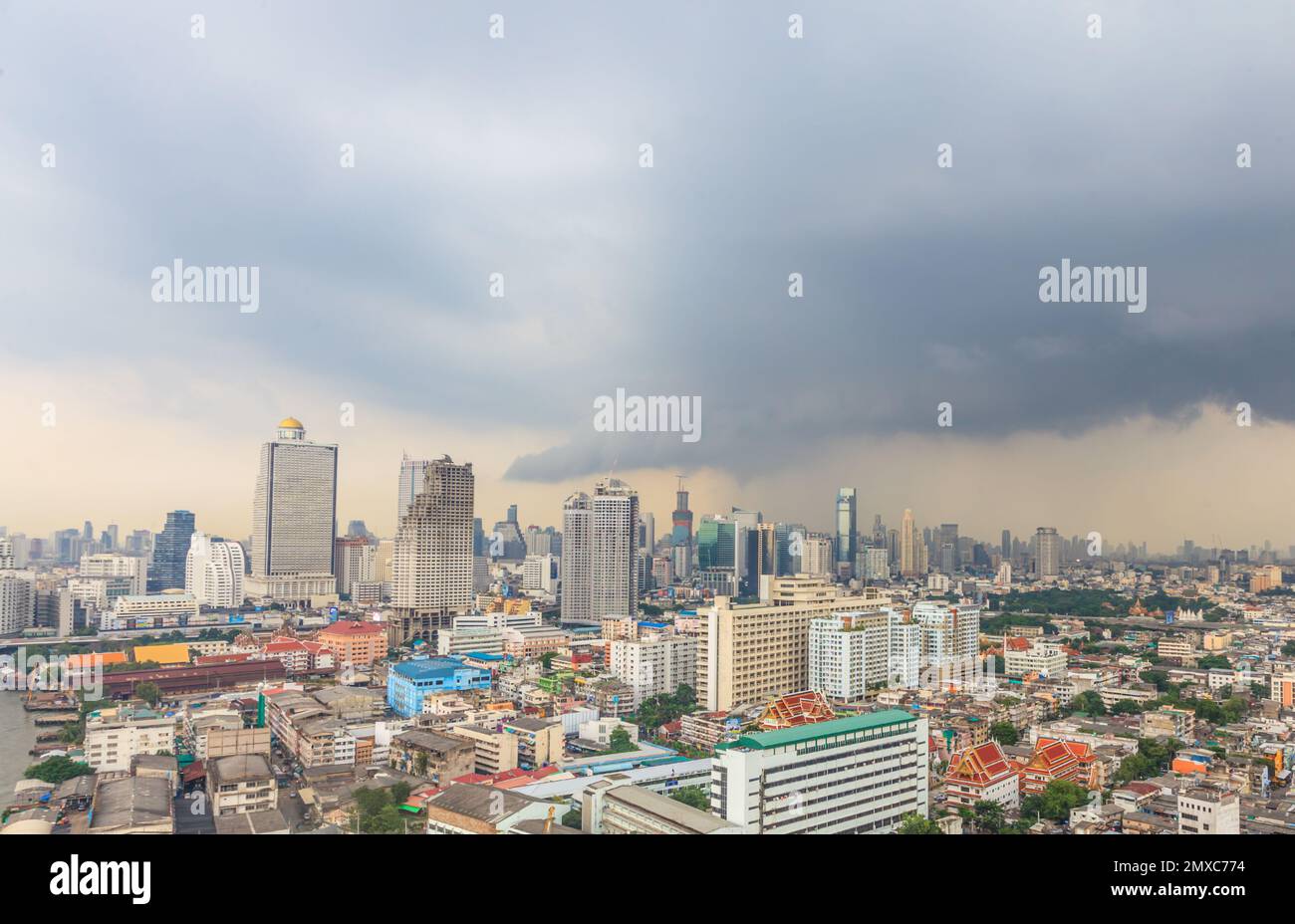 Photo of the Bangkok skyline from an elevated perspective with a ...