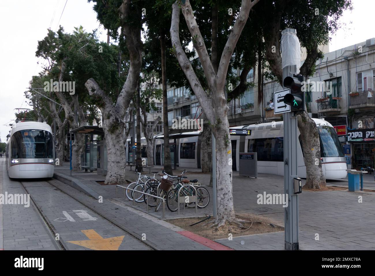 The Tel Aviv Light Rail commonly known as the DanKal moves along ...