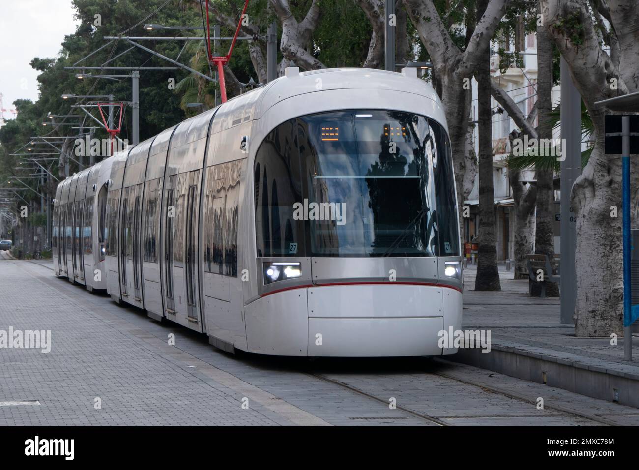 The Tel Aviv Light Rail commonly known as the DanKal moves along ...