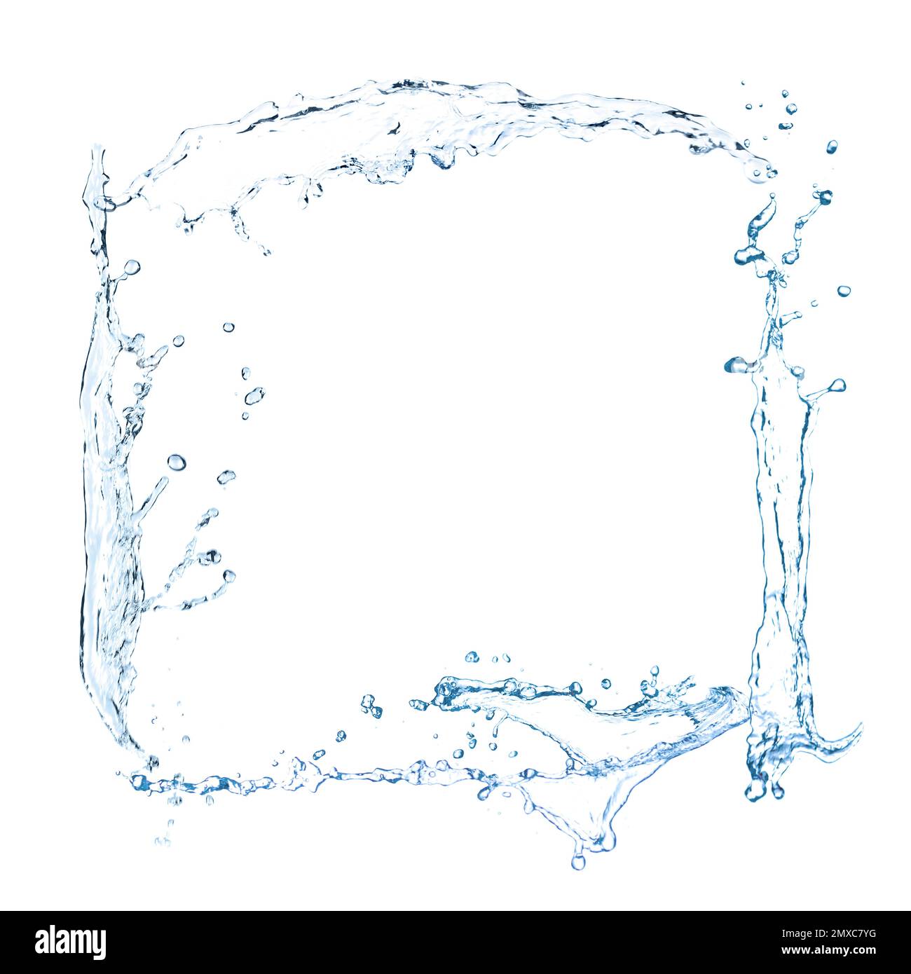 Frame made of water splashes on white background, space for text Stock ...