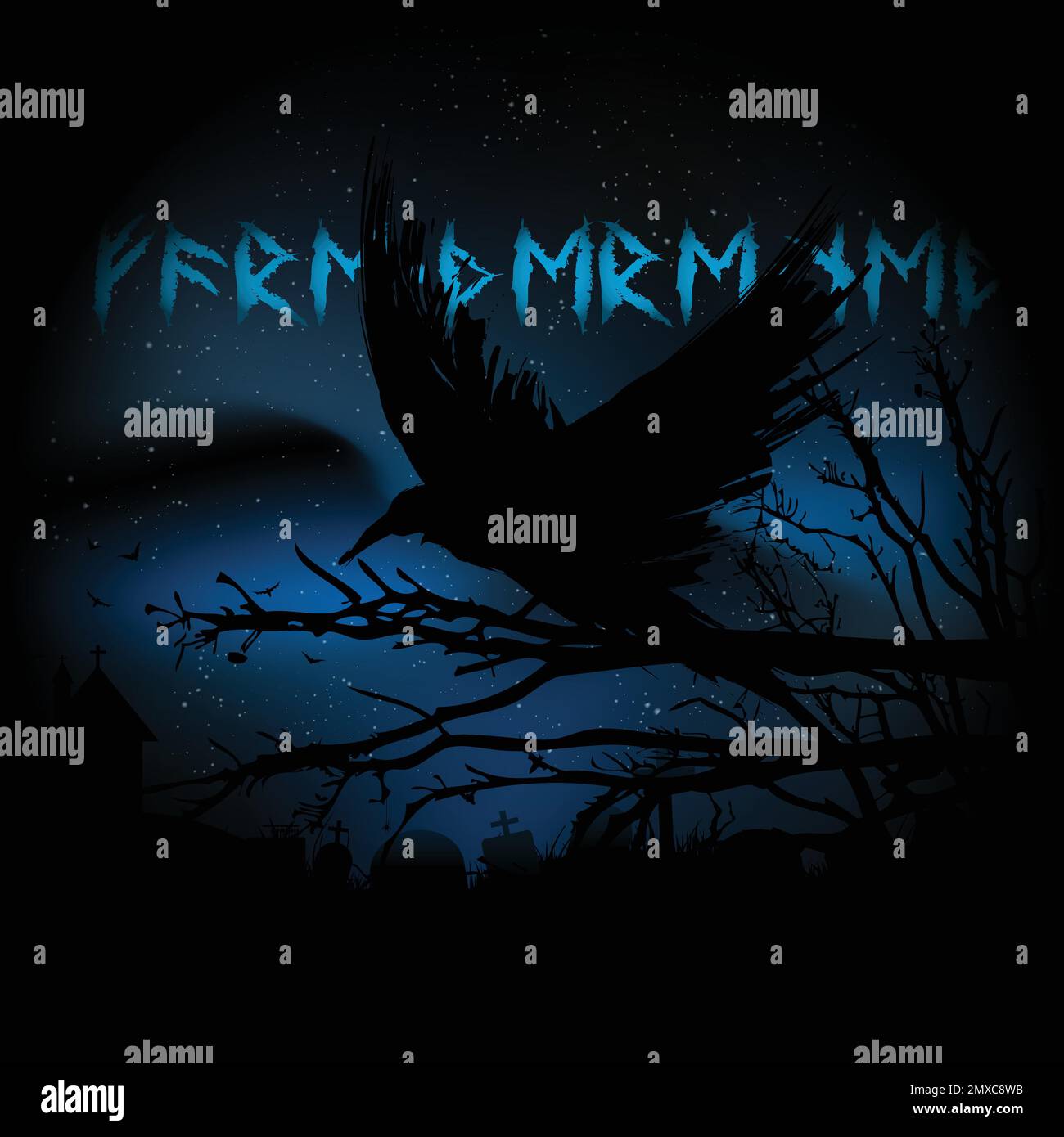 Fog and raven with runes line Stock Vector Image & Art - Alamy