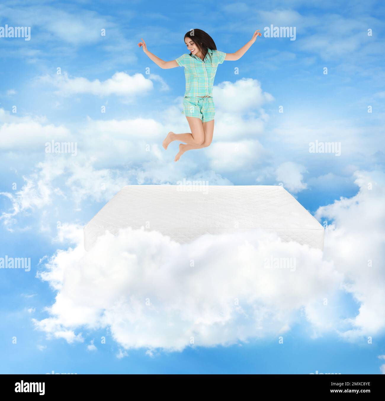 Woman mattress jumping hi-res stock photography and images - Alamy