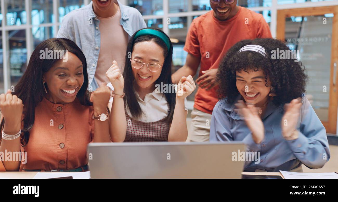 Business, team and applause for celebration, corporate deal and ...