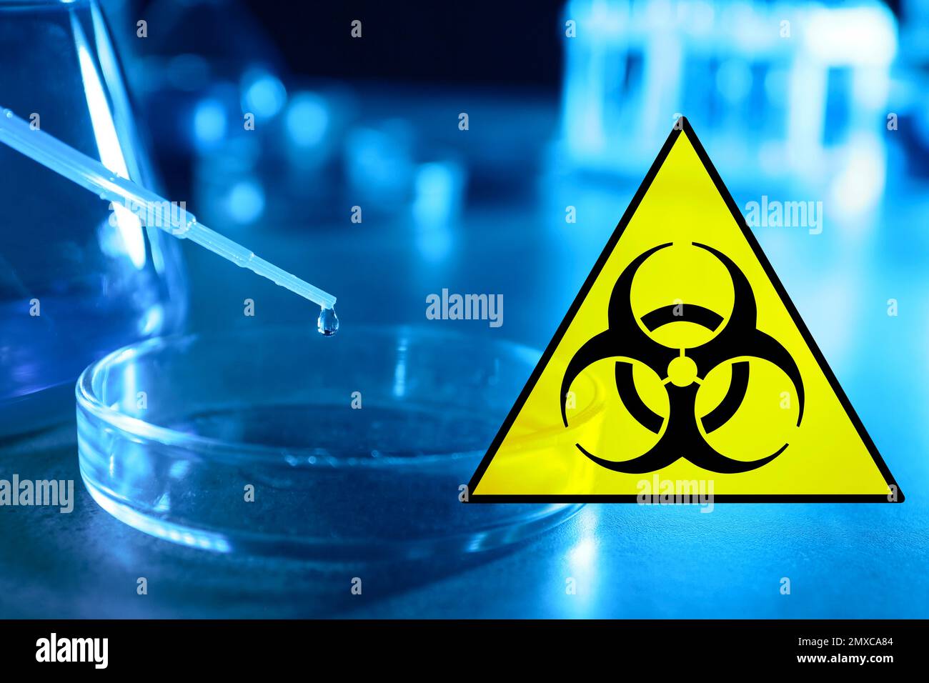 Poison sign and dripping liquid into Petri dish on table Stock Photo ...