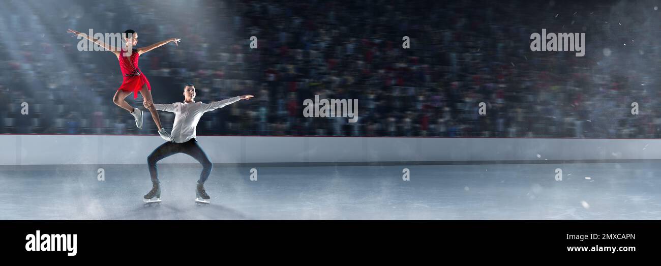 Impressive performance. Graceful young woman and man, professional ...