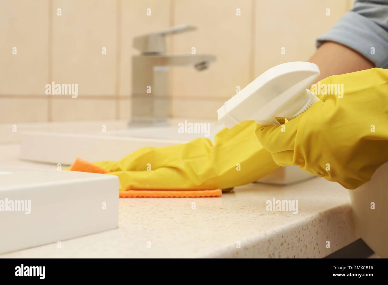 Closeup janitor cleaning bathroom hi-res stock photography and images ...