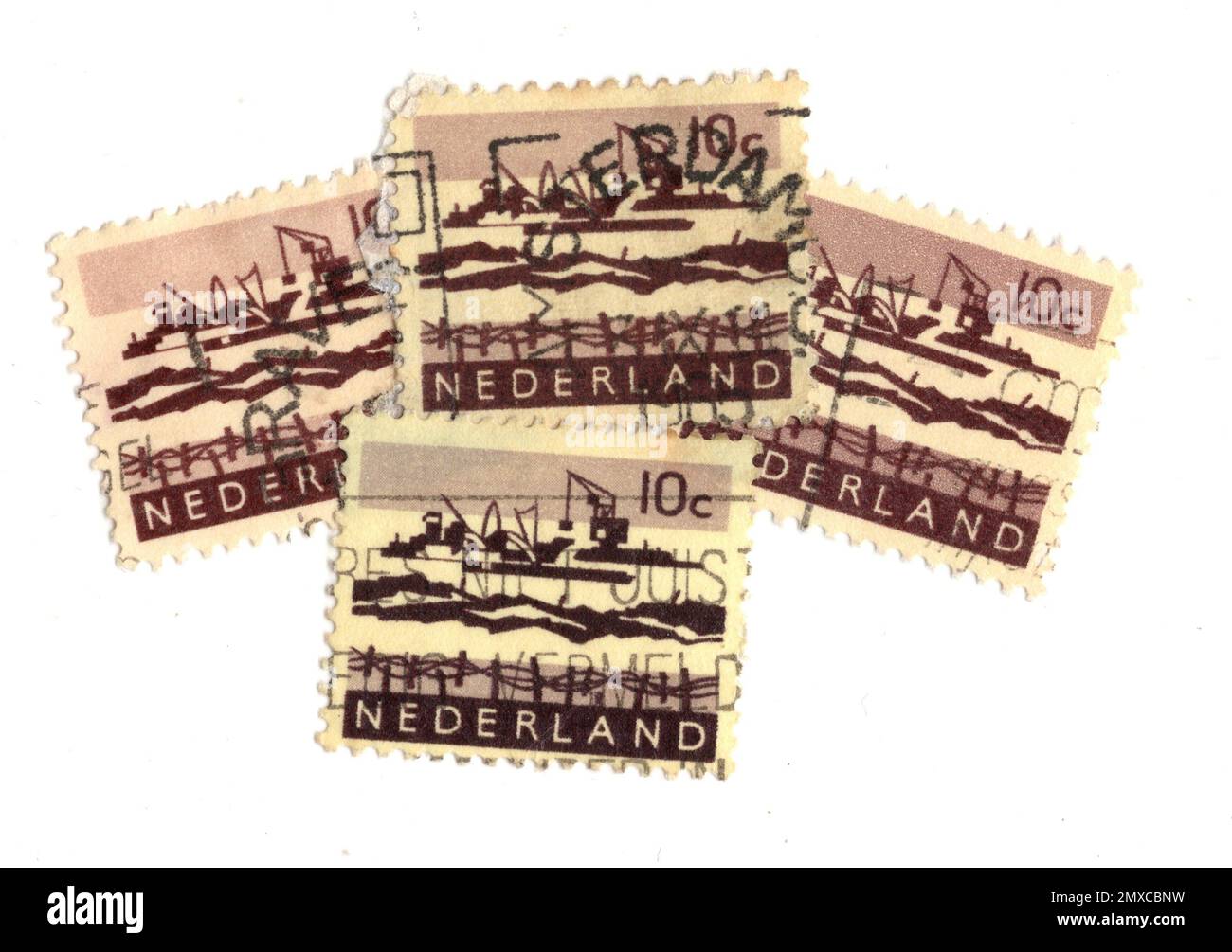 Vintage postage stamps from the Netherlands on a white background Stock ...