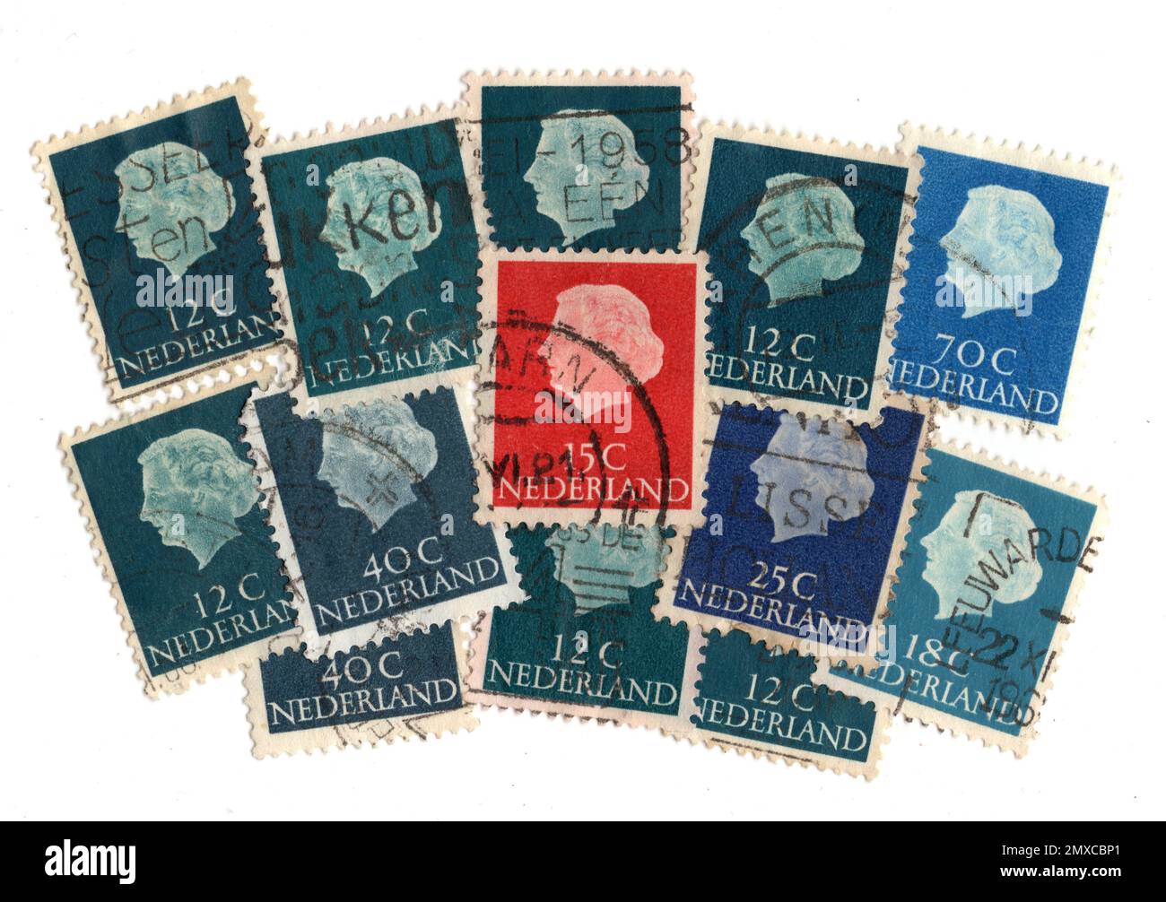 Vintage postage stamps from the Netherlands on a white background Stock ...