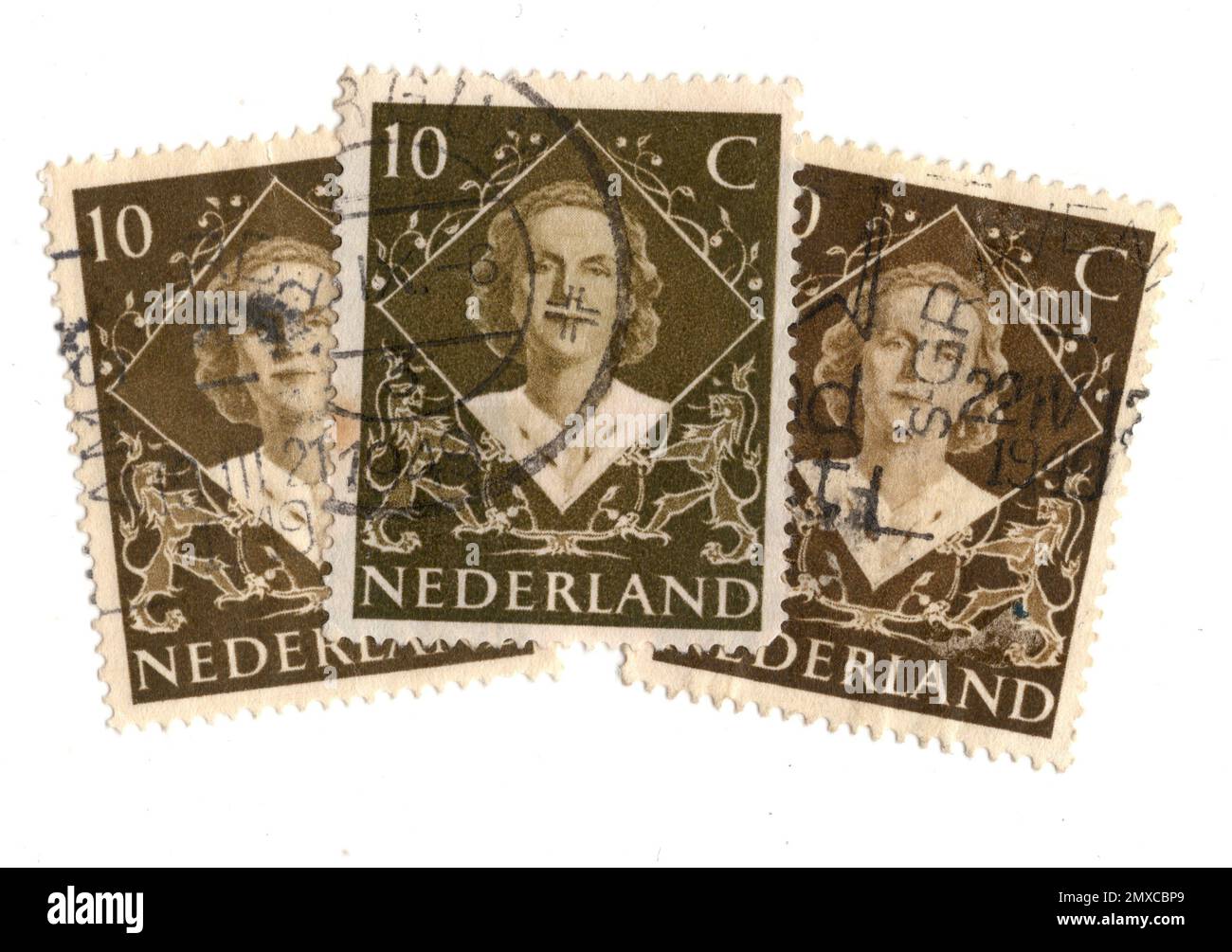 Vintage postage stamps from the Netherlands on a white background Stock ...