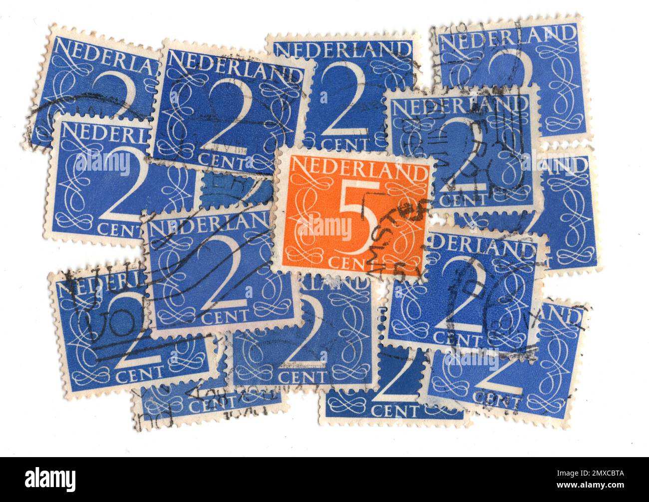 Vintage postage stamps from the Netherlands on a white background Stock ...