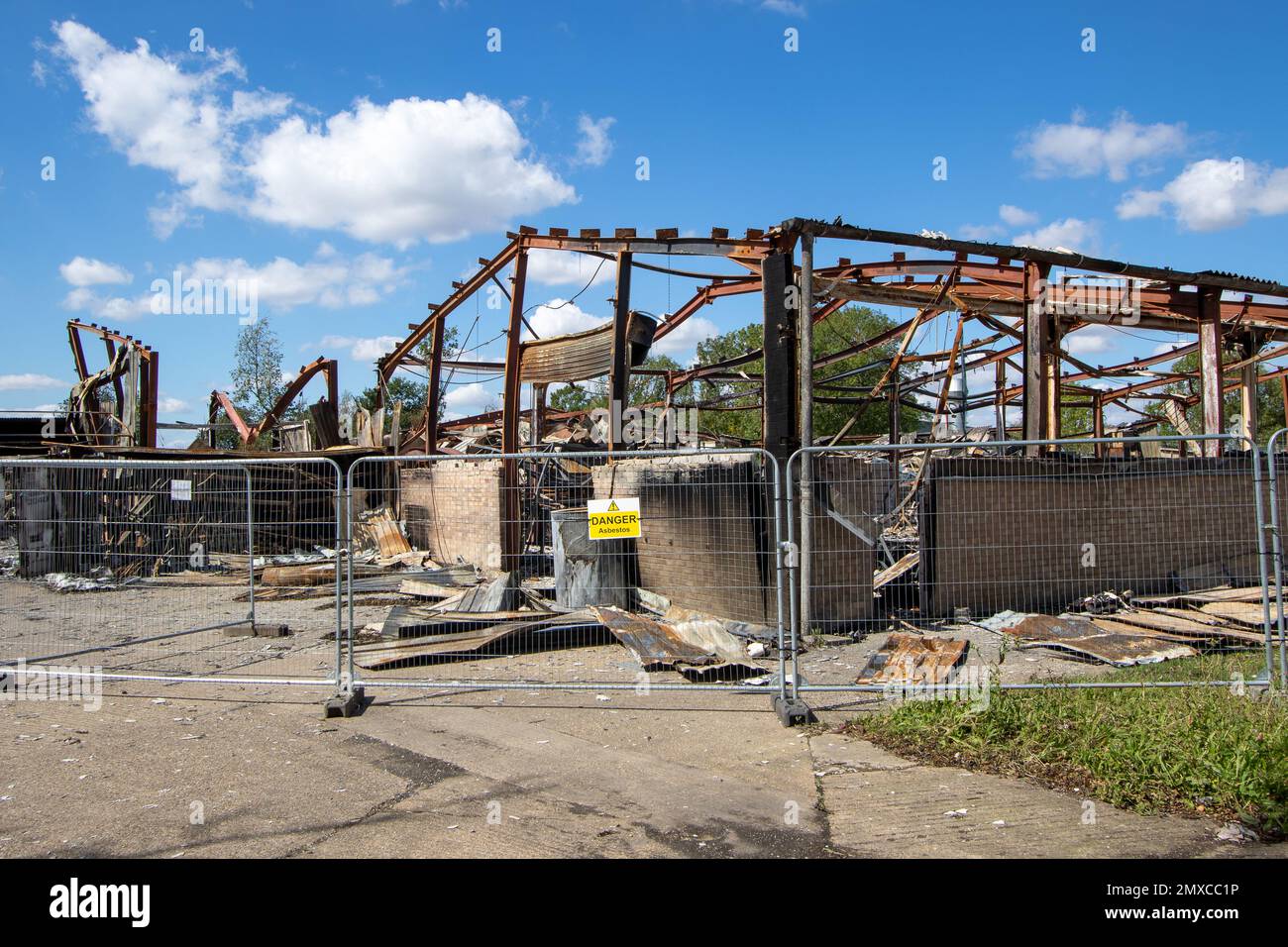 Remains of a small industrial unit in rural Suffolk after a disastrous ...