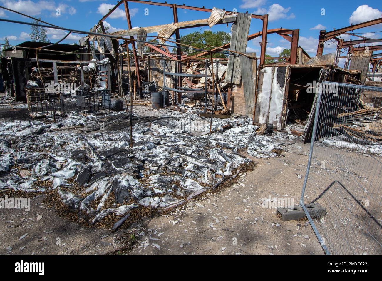 Remains of a small industrial unit in rural Suffolk after a disastrous ...
