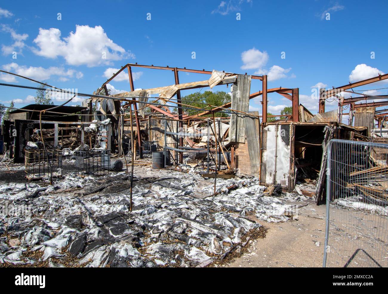 Remains of a small industrial unit in rural Suffolk after a disastrous ...