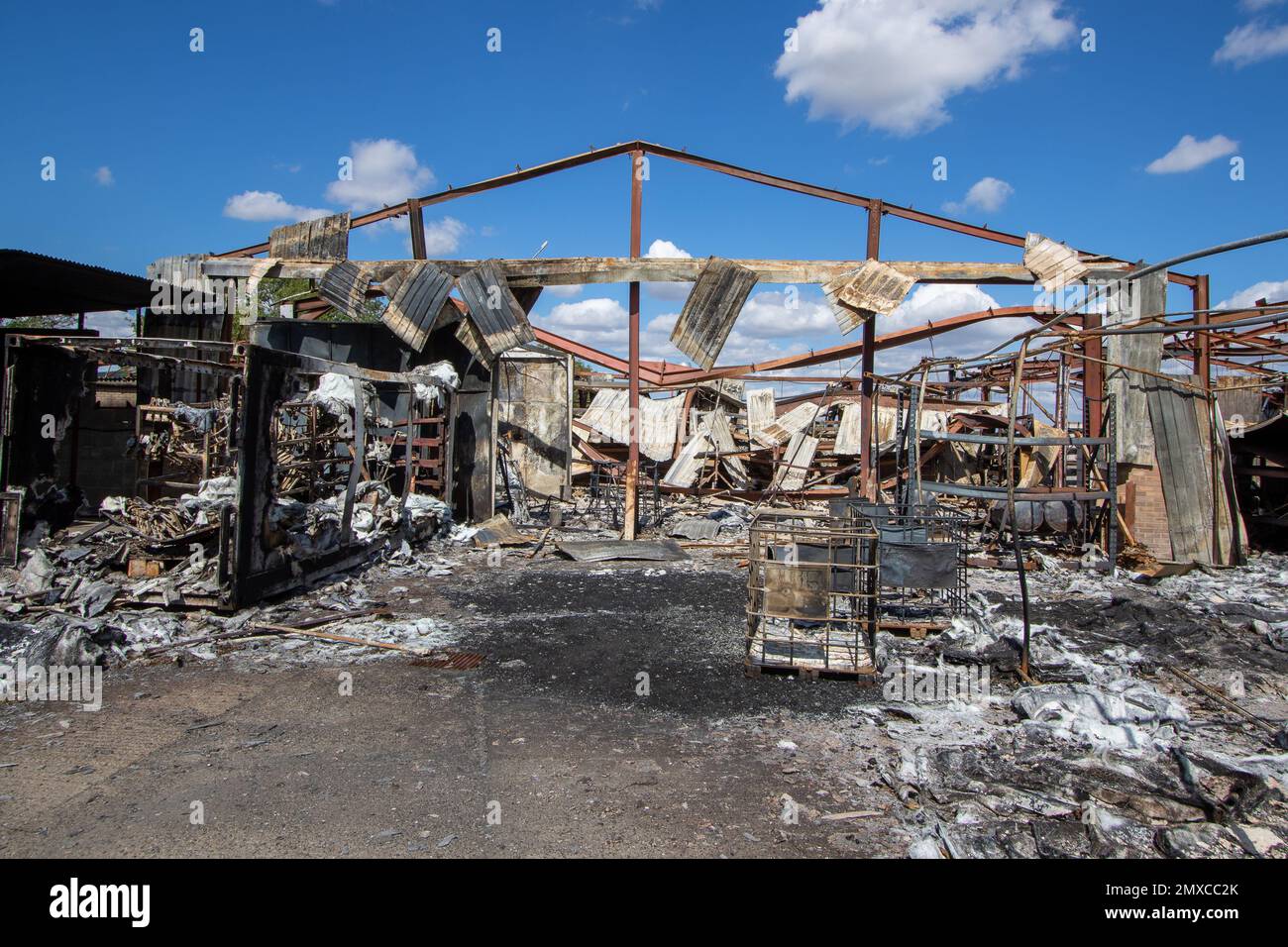Remains of a small industrial unit in rural Suffolk after a disastrous ...