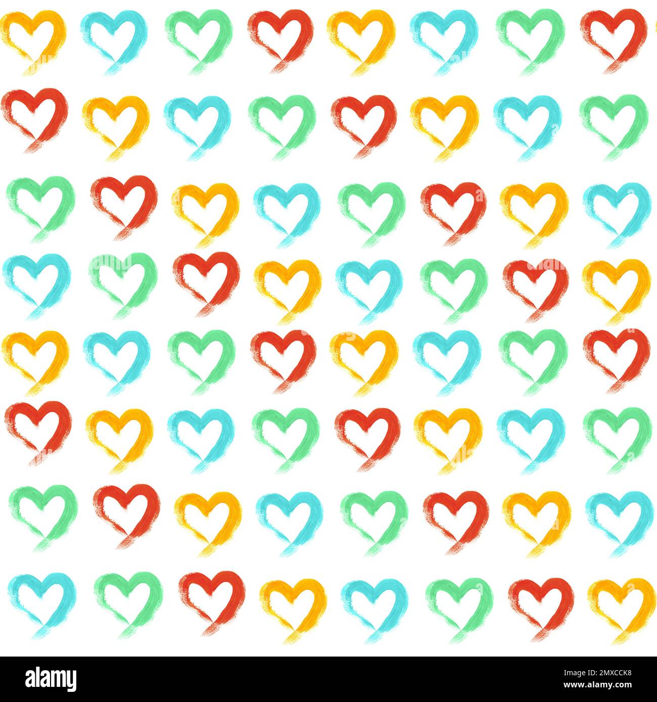 Seamless Heart Pattern On White Background. Hand Drawn Illustration ...