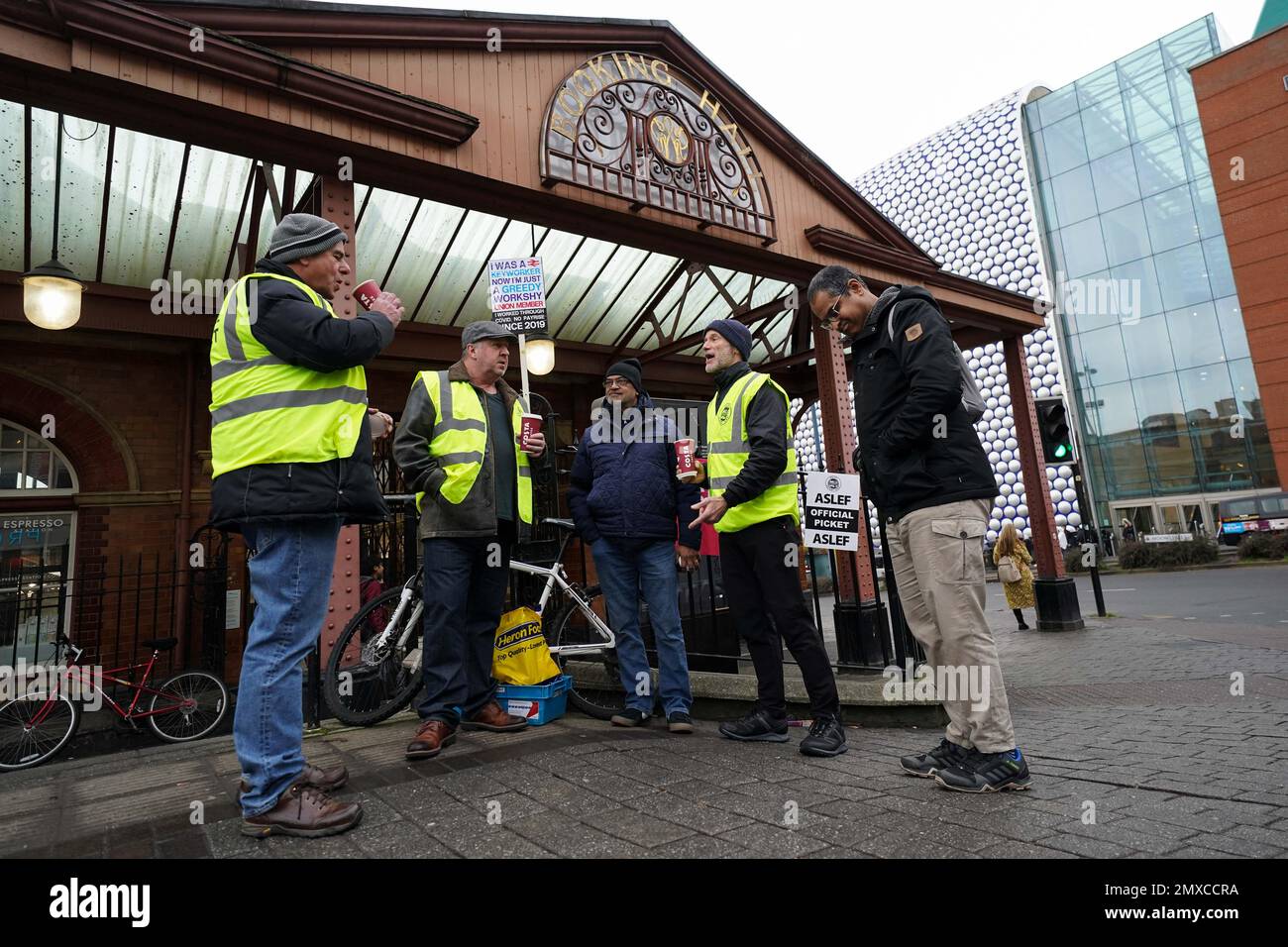 Members of the Aslef union on the picket line at Moor Street in ...