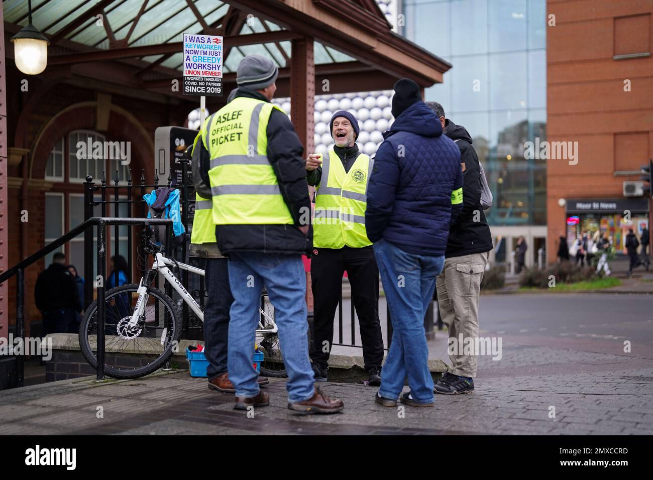 Members of the Aslef union on the picket line at Moor Street in ...