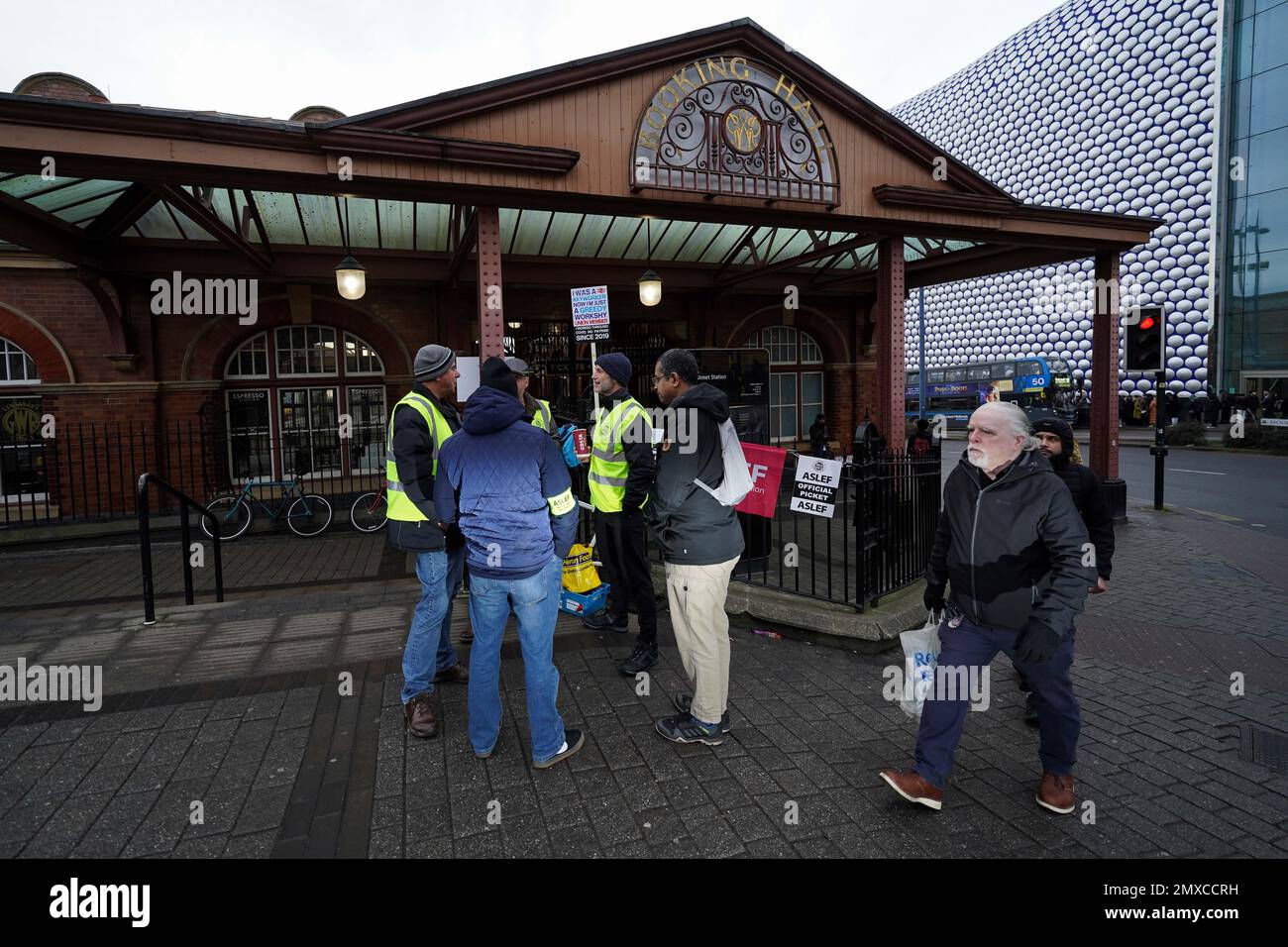 Members of the Aslef union on the picket line at Moor Street in ...