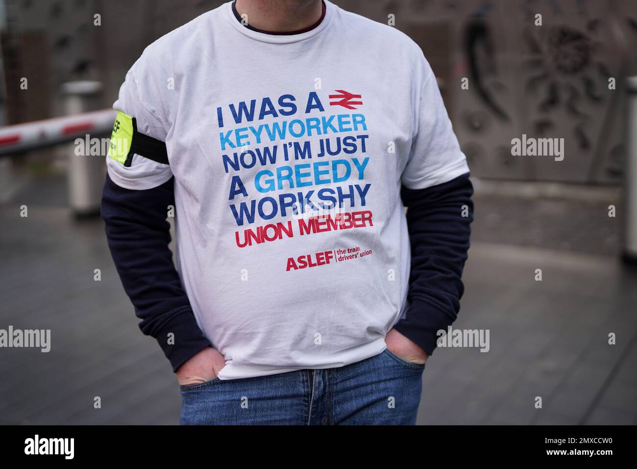 Members of the Aslef union on the picket line at New Street Station in ...