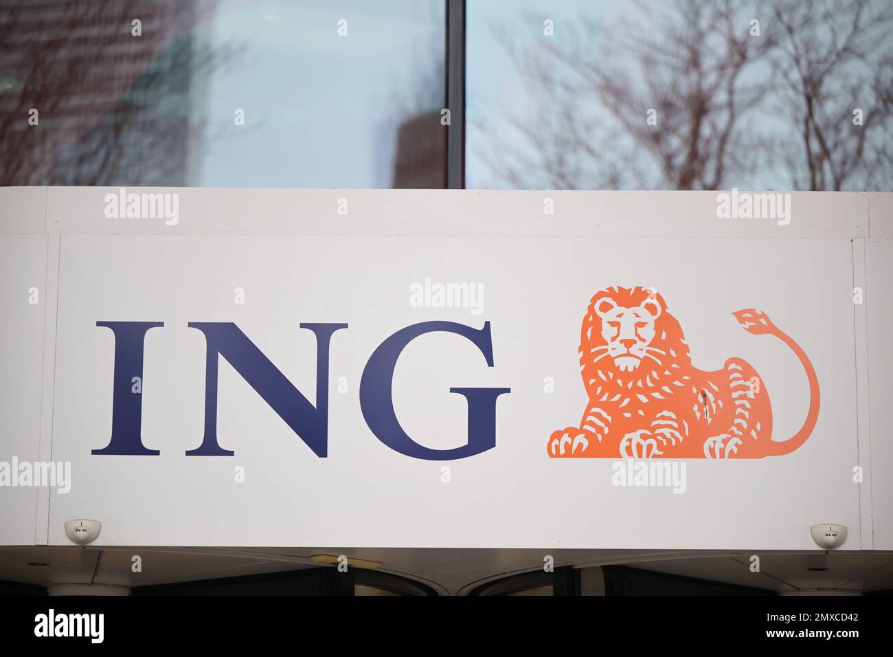 03 February 2023, Hesse, Frankfurt/Main: The ING Deutschland logo on ...