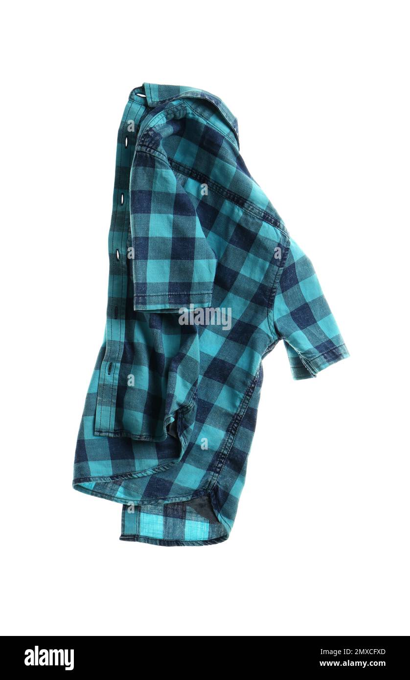 Rumpled plaid shirt isolated on white. Messy clothes Stock Photo - Alamy