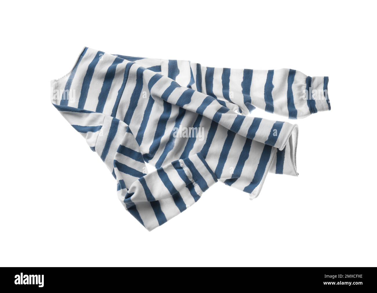 Rumpled striped sweatshirt isolated on white. Messy clothes Stock Photo ...