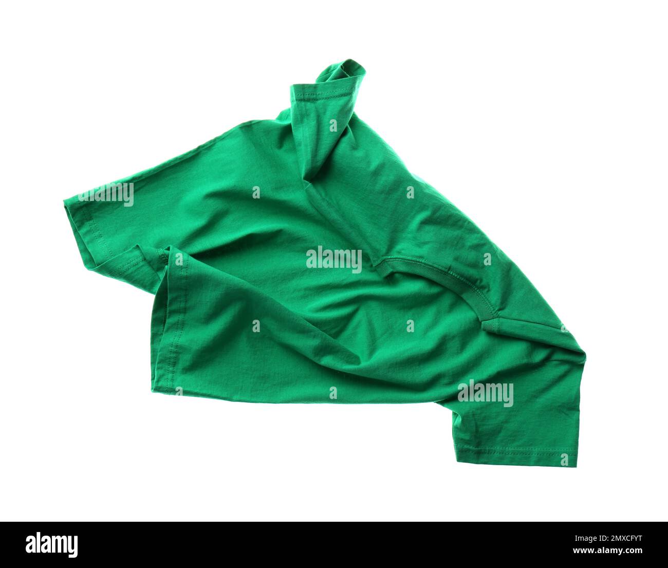 Rumpled green t-shirt isolated on white. Messy clothes Stock Photo - Alamy