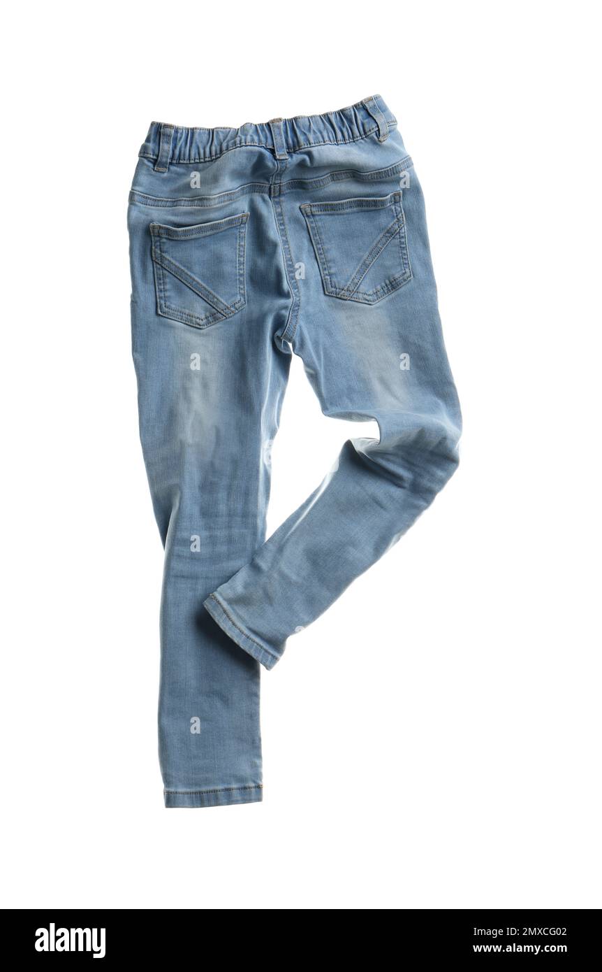 Rumpled jeans isolated on white. Messy clothes Stock Photo - Alamy