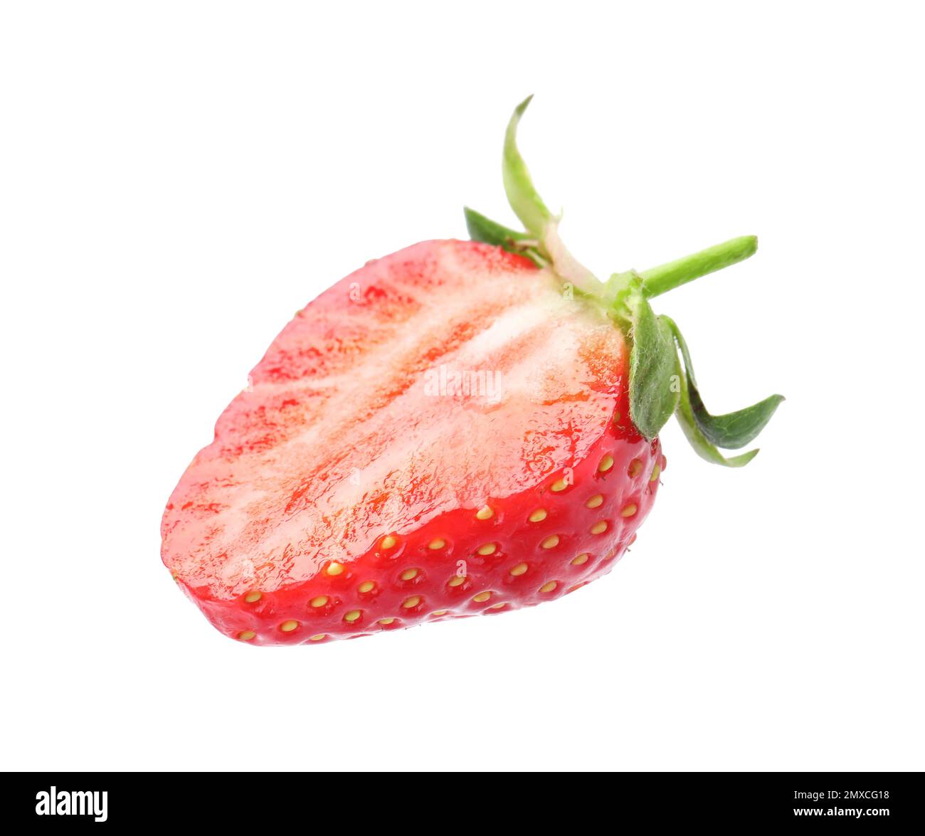 Half of ripe strawberry isolated on white Stock Photo - Alamy