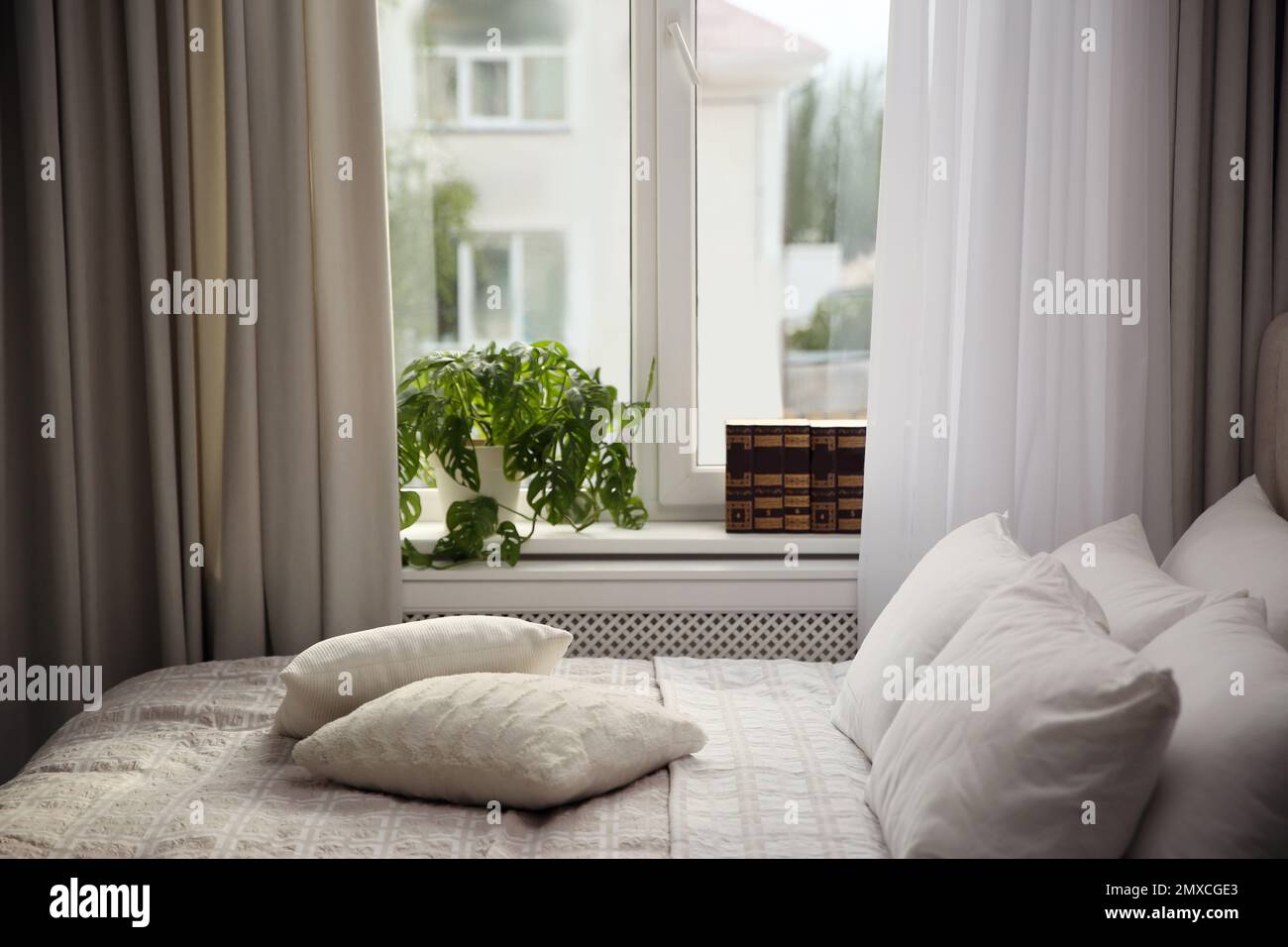 Comfortable bed pillows near hi-res stock photography and images - Alamy
