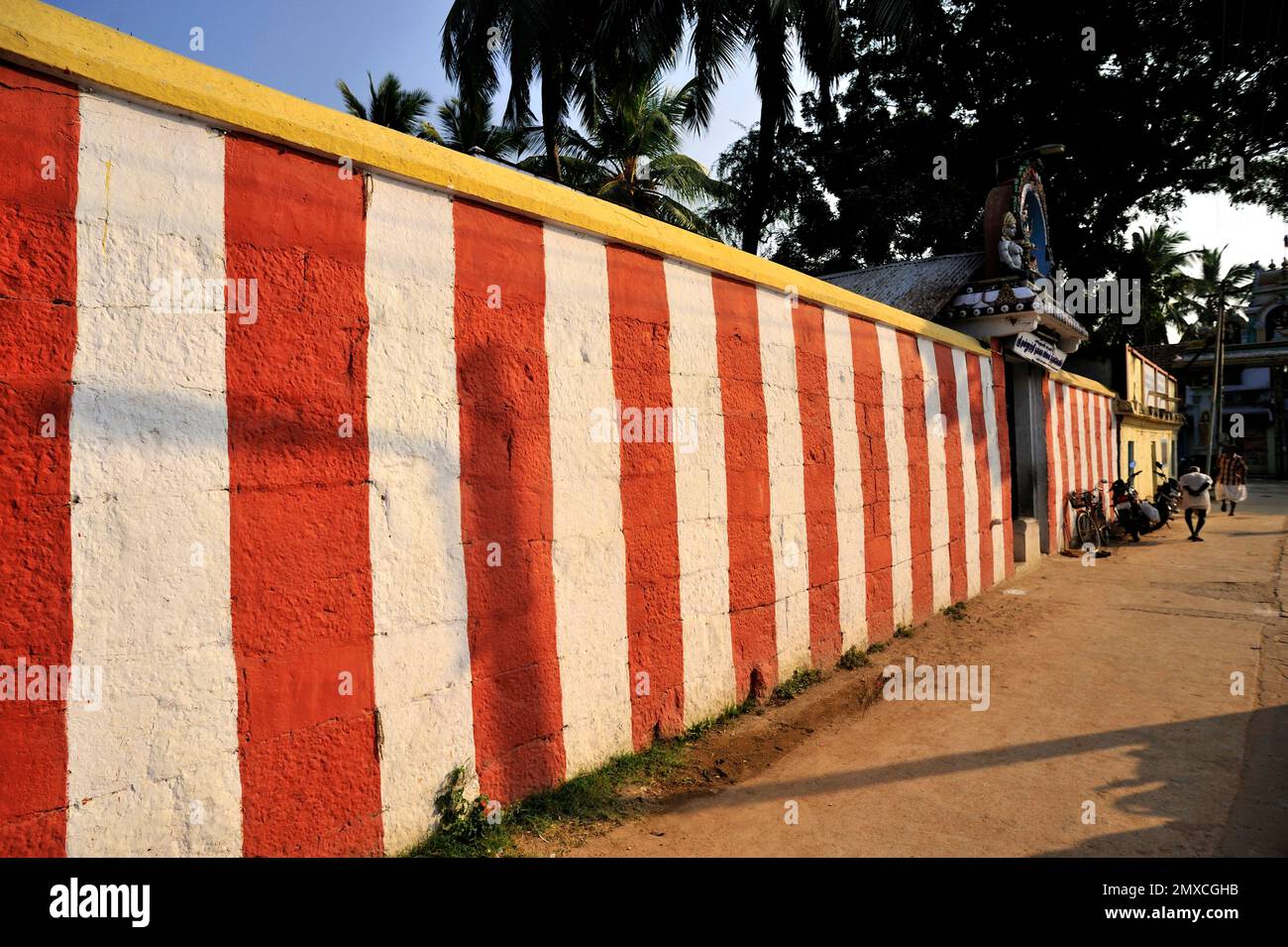 Painted wall of a temple at Suchindram state Tamil Nadu India Stock ...