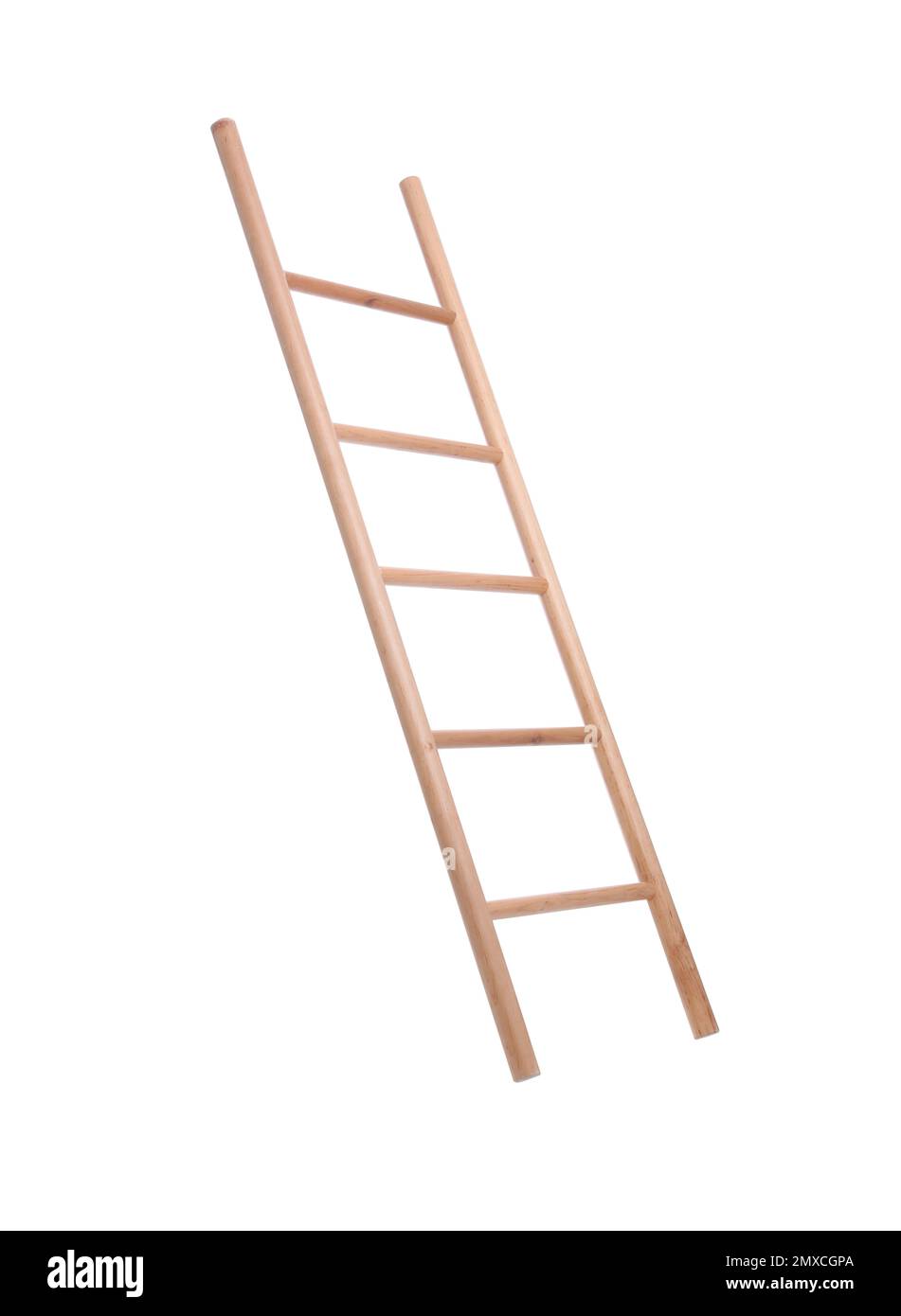 Modern wooden ladder isolated on white. Construction tool Stock Photo ...