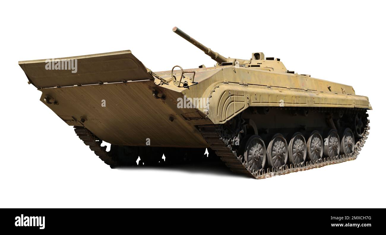 Armored fighting vehicle isolated on white. Military machinery Stock ...
