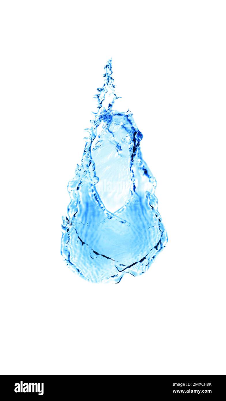 Clear water drop falling on white background Stock Photo - Alamy